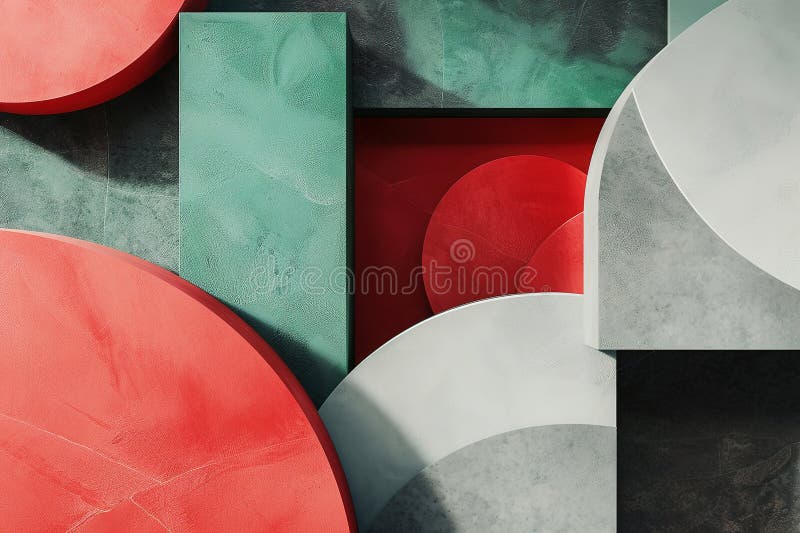 Abstract 3D Background with Circular and Rectangular Shapes in Red ...