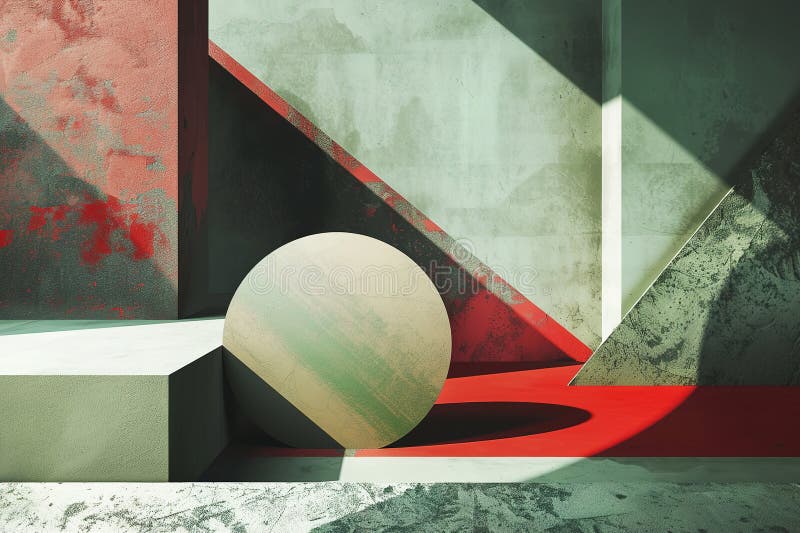 Abstract 3D Background with Circular and Rectangular Shapes in Red ...