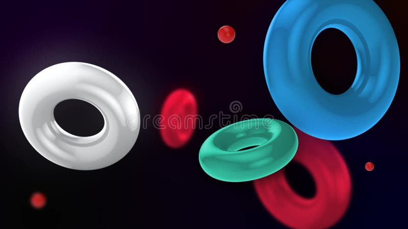 Abstract 3D Background with Colorful Illuminated Rings Floating Slowly ...