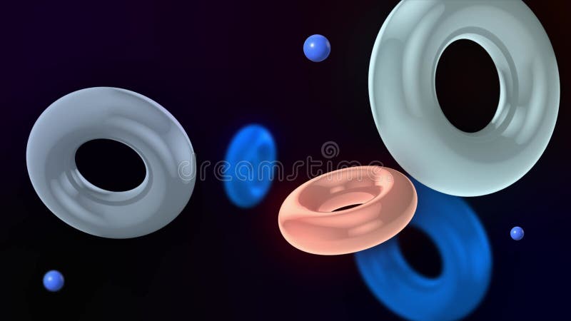 Abstract 3D Background with Colorful Illuminated Rings Floating Slowly ...