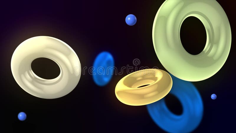 Abstract 3D Background with Colorful Illuminated Rings Floating Slowly ...