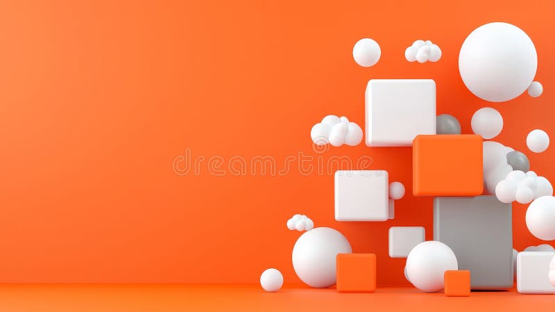 Abstract 3D Background Featuring Geometric Shapes in Orange Stock ...