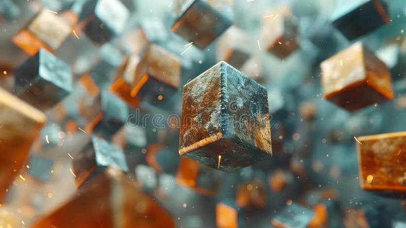 Abstract 3D Background: Floating Cubes Stock Illustration ...