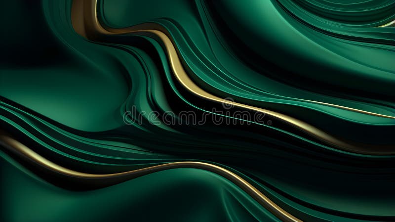 Abstract 3D Background of Fluid Shapes in Emerald Colors. Dynamic ...