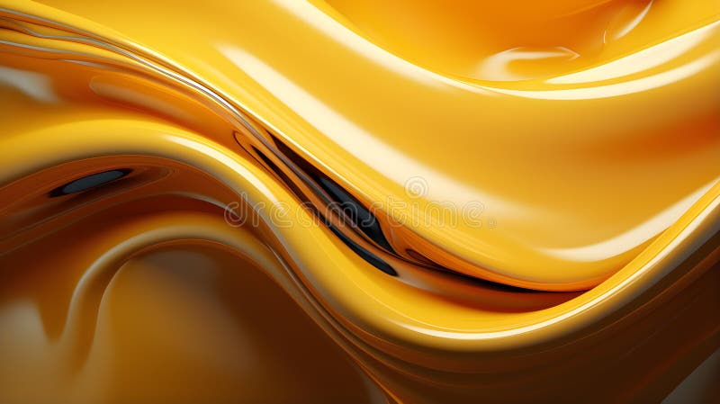 Abstract 3D Background of Fluid Shapes in Light Yellow Colors. Dynamic ...