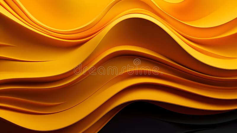 Abstract 3D Background of Fluid Shapes in Yellow Colors. Dynamic ...
