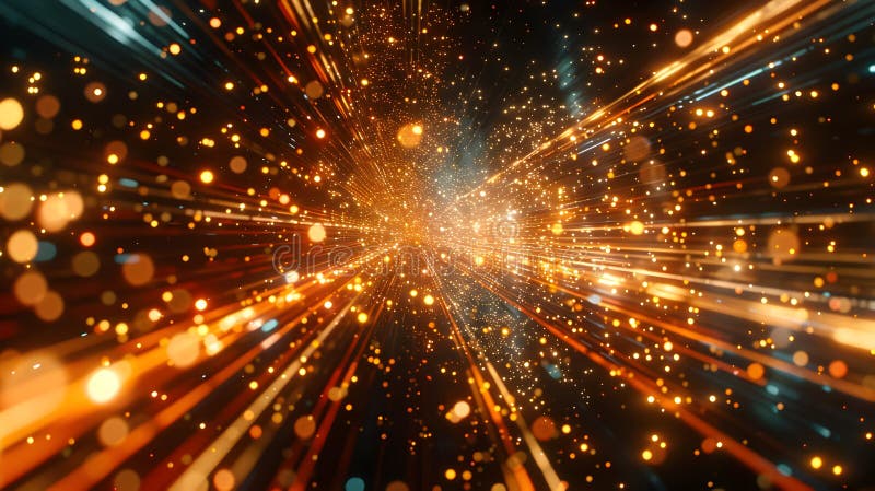 Abstract 3D Background: Golden Light Rays and Particles Stock ...