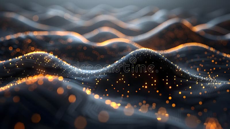 Abstract 3D Background: Golden Lightscape Waves Stock Illustration ...