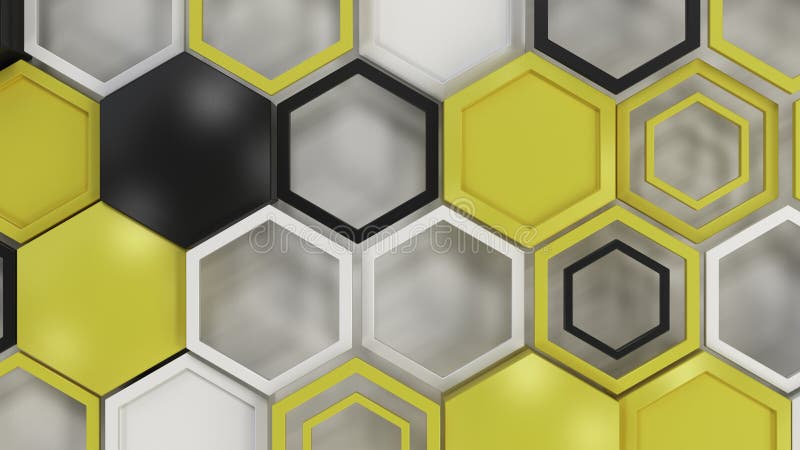Abstract 3d Background Made of Black, White and Yellow Hexagons on ...