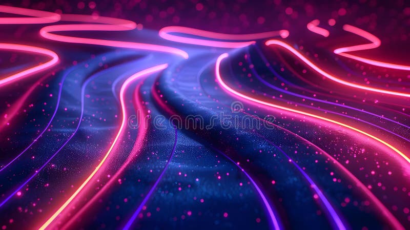 Abstract 3D Background: Pink and Blue Neon Lines Stock Illustration ...