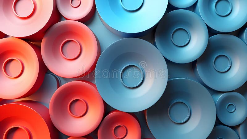 Abstract 3D Background Red and Blue Circles Stock Illustration ...