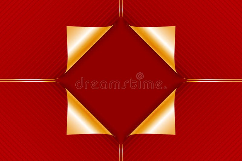 Abstract 3d Background with Red Paper Layers and Curled Golden Corners ...