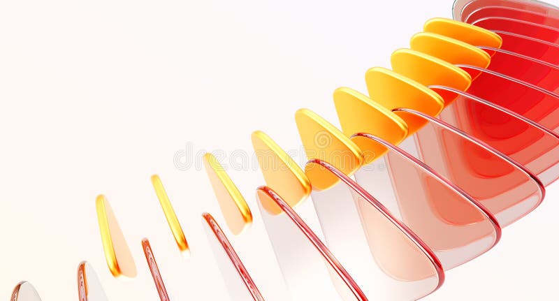 Abstract 3d Background with Row of Red Glass Transparent and Gold ...