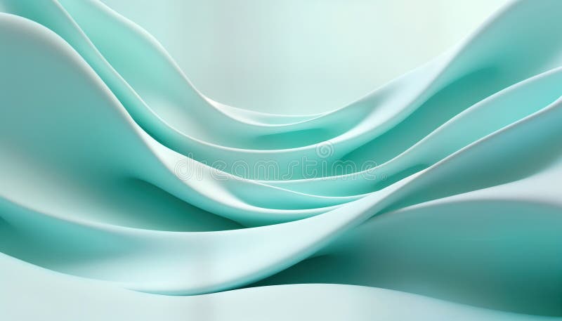 Abstract 3d Background with Soft Mint Green Color Tones. Flowing Curves ...