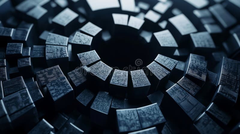 Abstract 3D Background of Stacked Cubes Forming a Digital Tower, with a ...