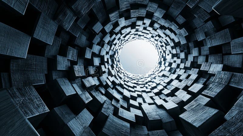 Abstract 3D Background of Stacked Cubes Forming a Digital Tower, with a ...