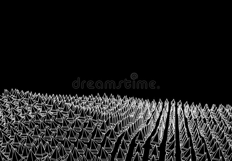 Abstract 3d Background with Surface of Wireframe Pyramids, in Retro ...