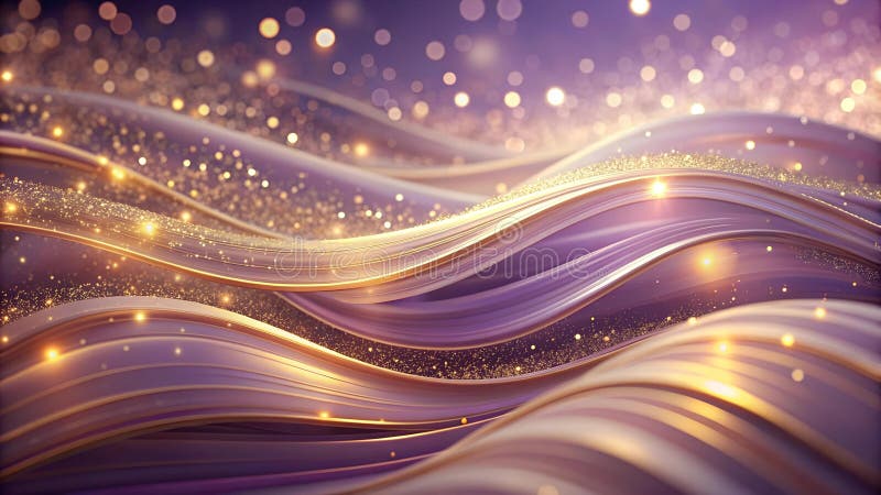 Abstract 3D Background: a Symphony of Shimmering Lavender and Gold Wave ...