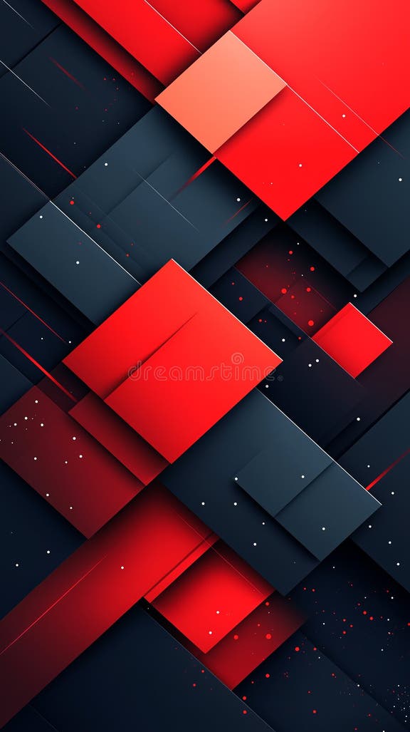 Abstract 3D Background with Volumetric Red and Black Squares Creating a Geometric Pattern. Stock ...
