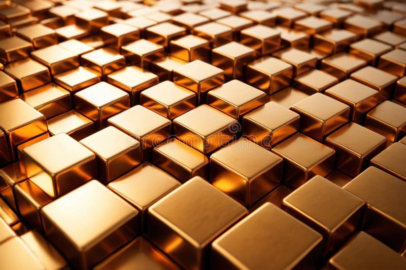 Abstract 3d Background Wallpaper of 3d Gold Metal Cube Mosaic Pattern ...