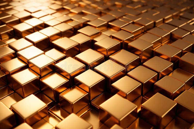 Abstract 3d Background Wallpaper of 3d Gold Metal Cube Mosaic Pattern ...