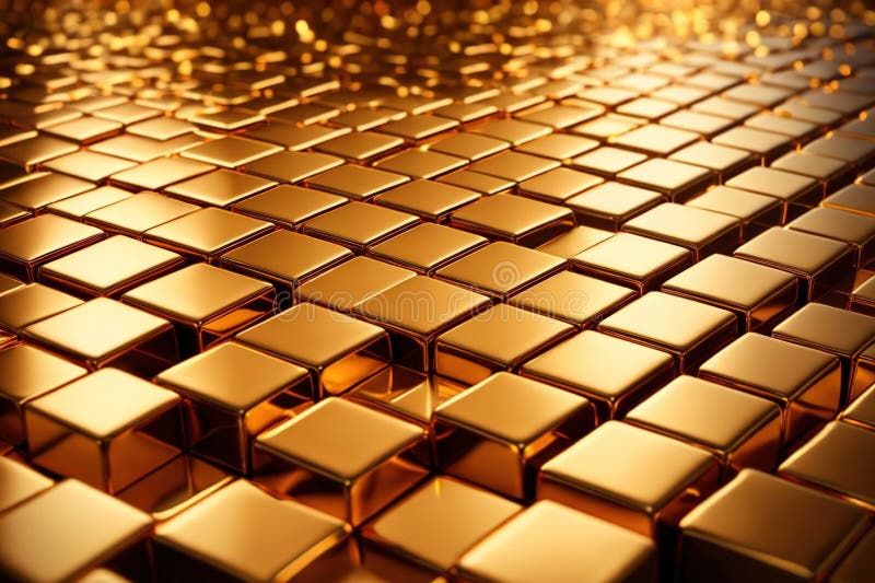 Abstract 3d Background Wallpaper of 3d Gold Metal Cube Mosaic Pattern ...