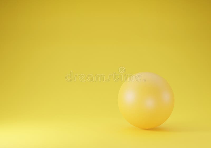 Abstract 3D Ball Yellow Background 3D Rendering Minimal with Copy Space ...