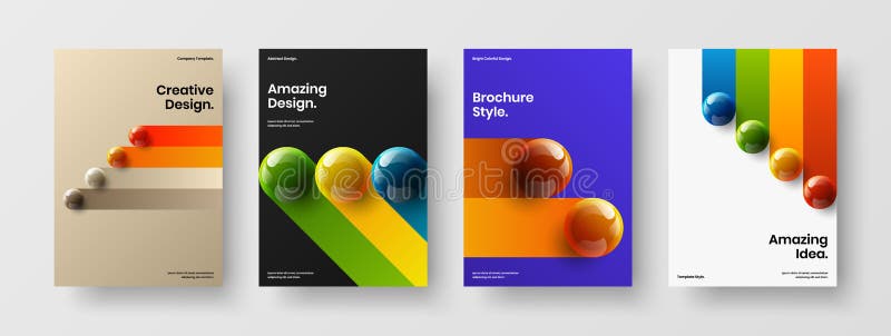 Abstract 3D Balls Brochure Template Set Stock Vector - Illustration of ...