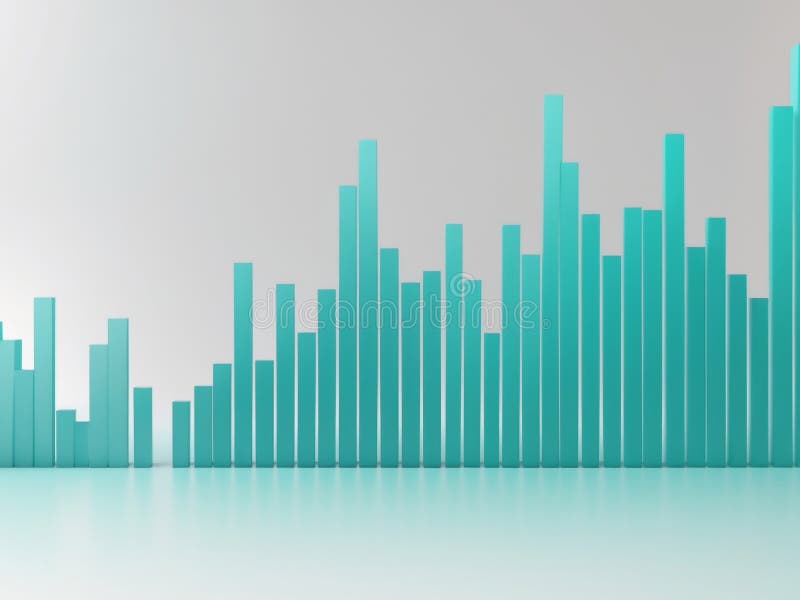 Abstract 3D Bar Graph Showing Positive Growth Trend with Teal Columns ...