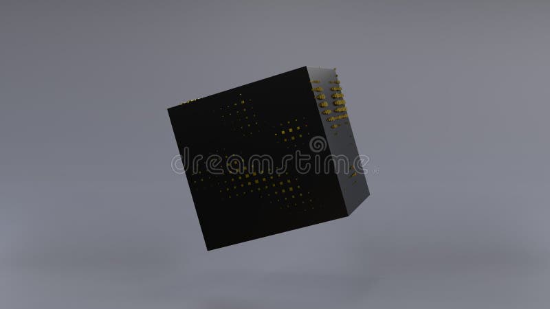 Abstract 3D of a Black Cube in Zero Gravity Stock Illustration ...