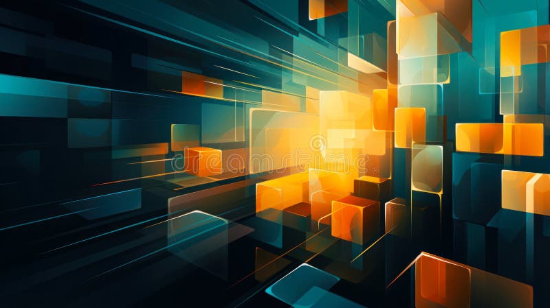 Abstract 3d Blocks with Bright Light in Perspective. Stock Illustration ...