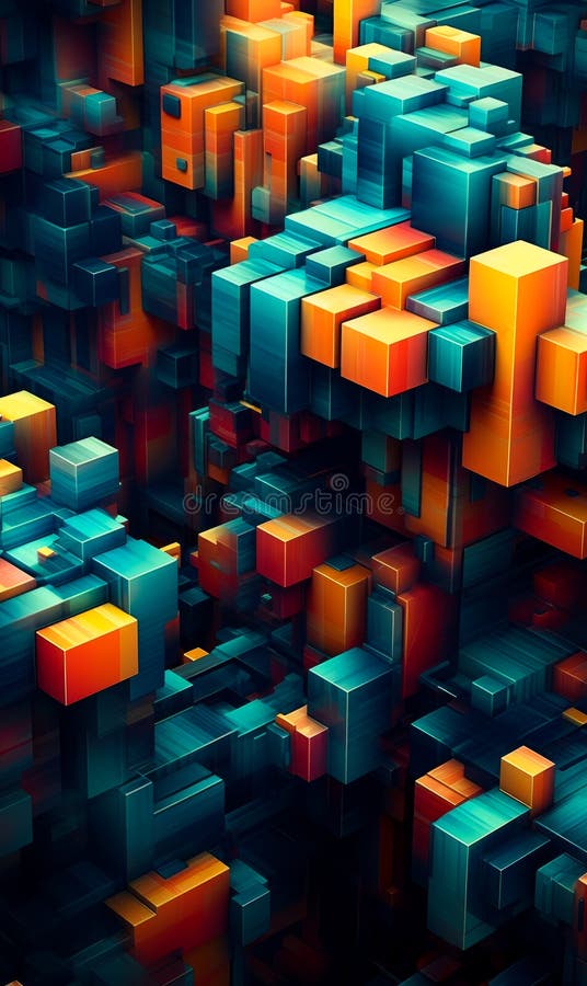 Abstract 3D Blocks and Cubes Floating in Chaotic Manner Stock Image ...
