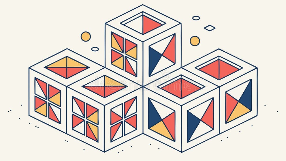 Abstract 3D Blocks Structure Illustration, Vector Design Generative AI ...