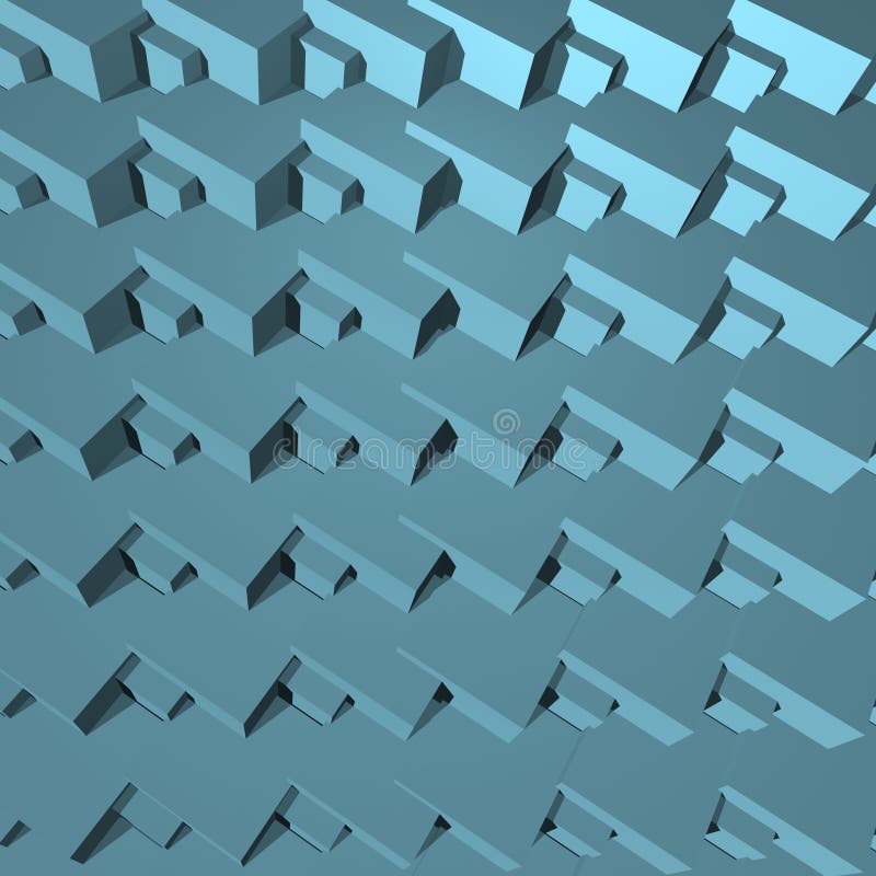 Abstract 3D Blue Blocks Geometry Stock Illustration - Illustration of ...