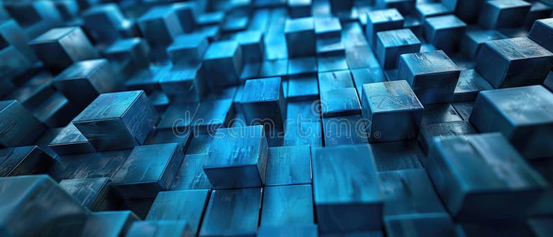 Abstract 3D Blue Cubes - a Geometric Symphony of Depth and Light Stock ...