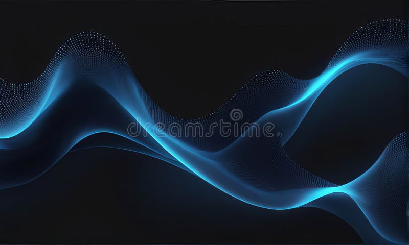 Abstract 3d Blue Flow Wave on Dark Background. Future Mesh or Sound ...