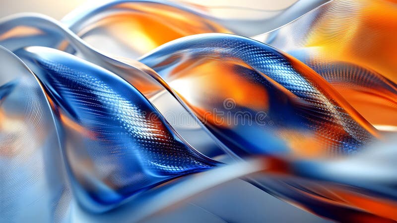 Abstract 3D Blue Orange Wave Background Illustration Stock Illustration ...