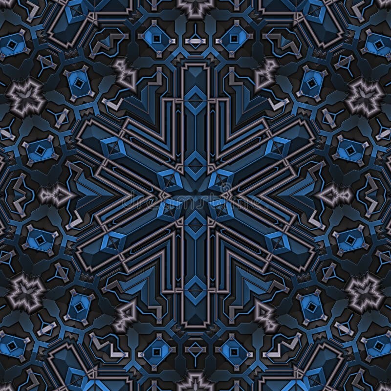 3d Blue Silver Black Hexagonal Geometric Pattern Stock Illustration ...