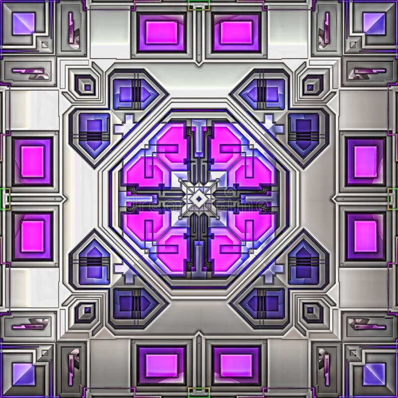 3d Blue Silver Octagonal Geometric Pattern Stock Illustration ...