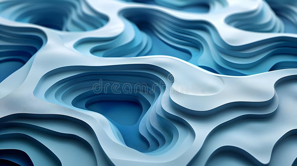 Abstract 3D Blue Wave Background Illustration Stock Illustration ...