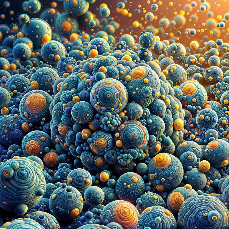 Spherical Spectrum: Colorful Array in a Gradient Sky, Generative Ai Stock Illustration ...