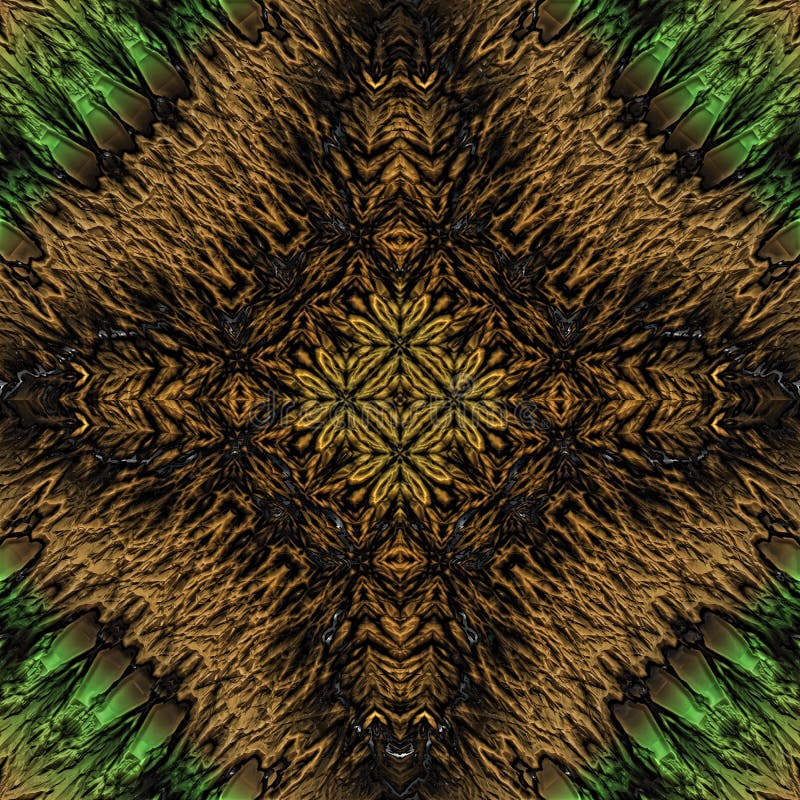 3d Brown Green Symmetric Pattern Stock Illustration - Illustration of ...