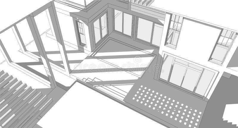 Abstract 3D Building Wireframe Structure. Illustration Construct Stock ...