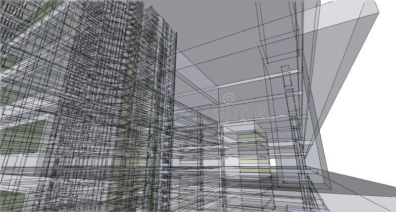 Abstract 3D Building Wireframe Structure. Illustration Construct Stock ...