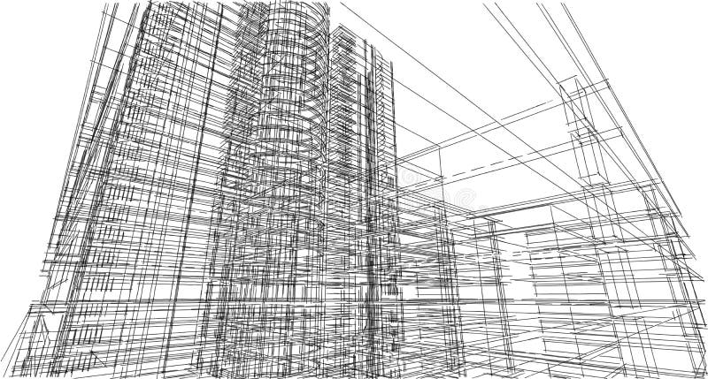 Abstract 3D Building Wireframe Structure. Illustration Construct Stock ...