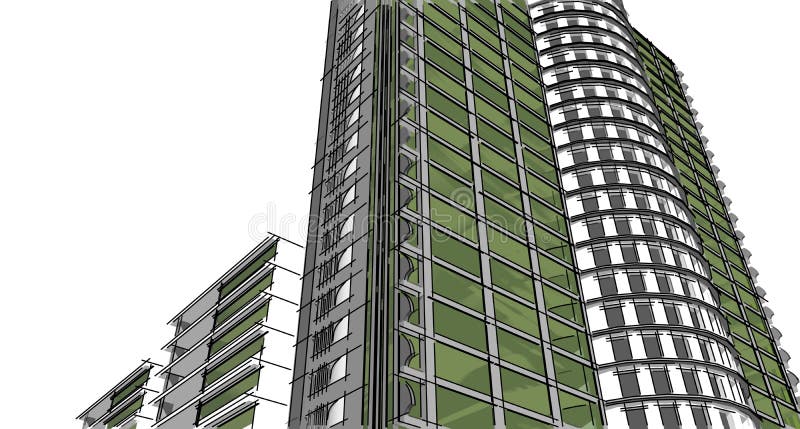 Abstract 3D Building Wireframe Structure. Illustration Construction ...