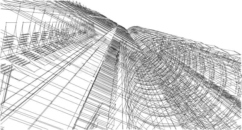 Abstract 3D Building Wireframe Structure. Illustration Construction ...