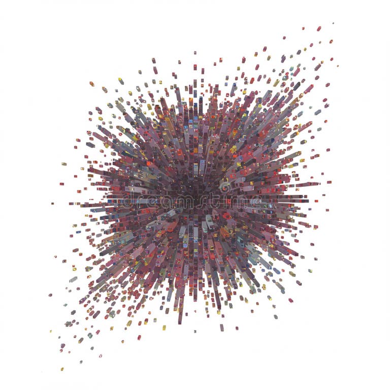 An Abstract 3D Burst of Colorful Rectangular Prisms Radiates from a ...