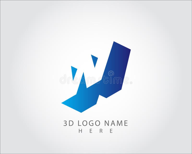 Abstract 3D Capital Letter of W Logo, Blue Color Vector Stock ...