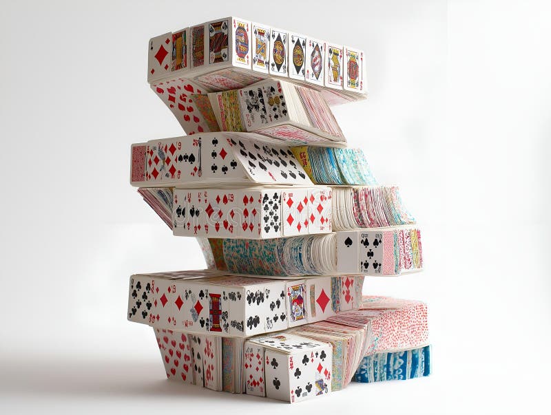 Abstract 3d Card Tower on a White Background Stock Illustration ...